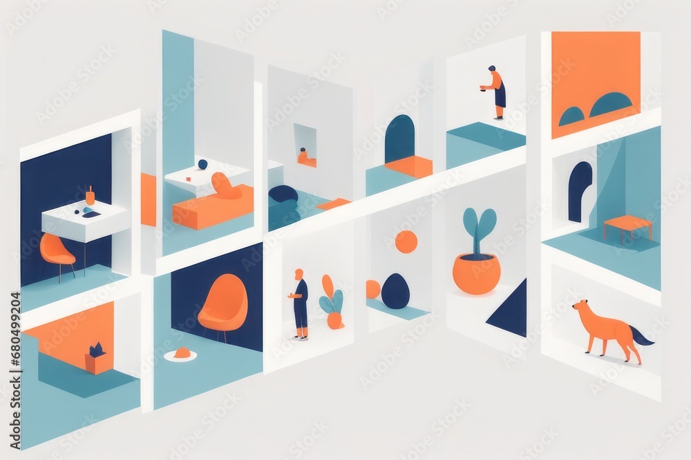 interior design of modern house. 3d vector illustration. interior ...