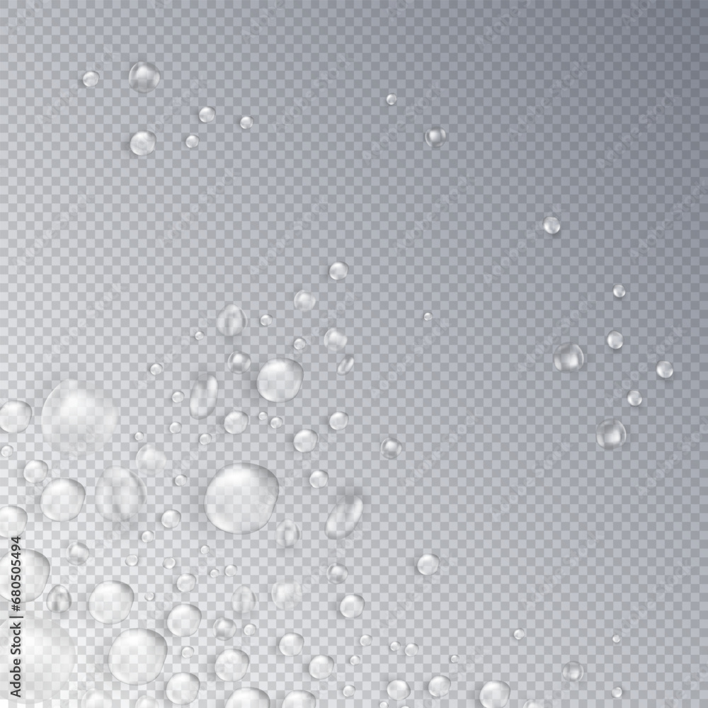 Pure realistic water drops or 3d condensation with light reflection on ...