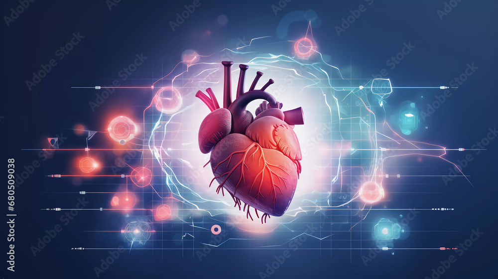 Futuristic medical research or heart cardiology health care with ...