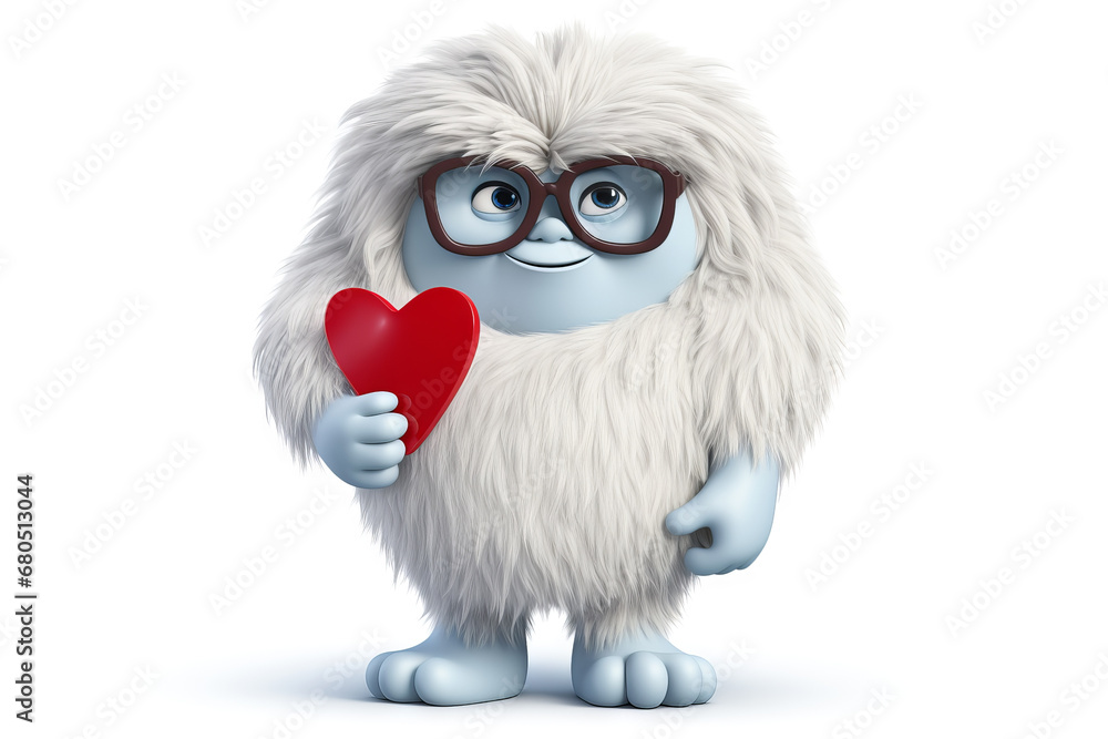 Cartoon yeti or bigfoot hairy character on isolated white background ...
