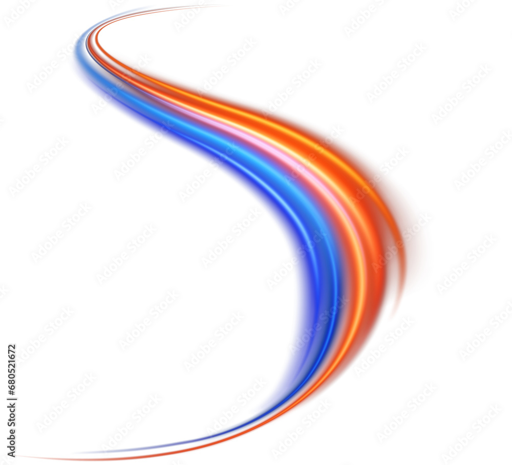 Blue and red neon wavy lines. Red blue special effect, speed police ...