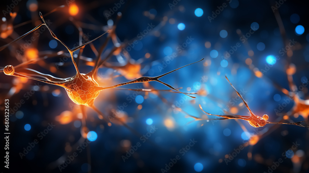 Abstract backgrounds of neurons working inside brain, neuron link ...