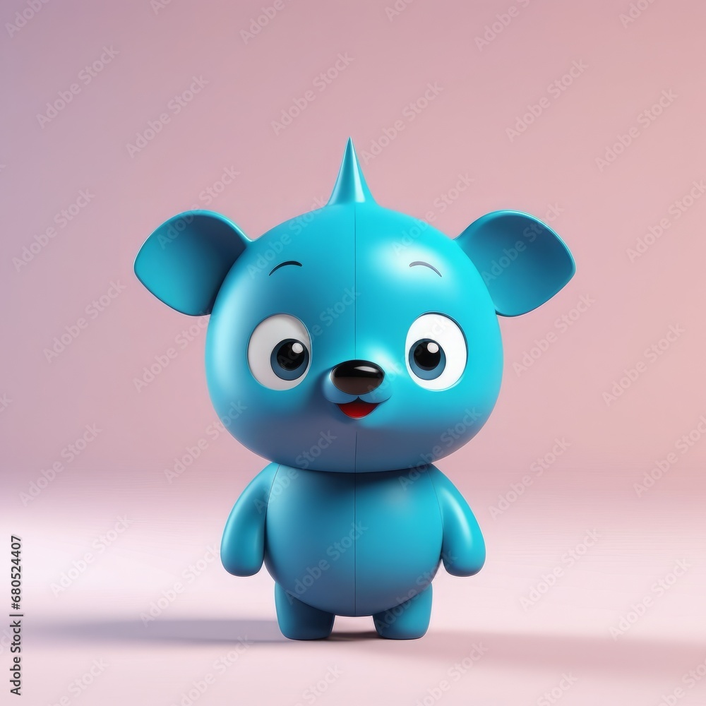 cute blue dog with 3d cartoon illustration cute blue dog with 3d ...