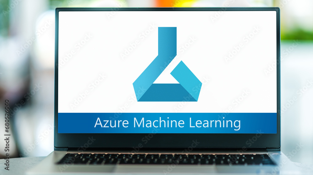 Laptop displaying logo of Microsoft Azure Machine Learning Stock Photo ...