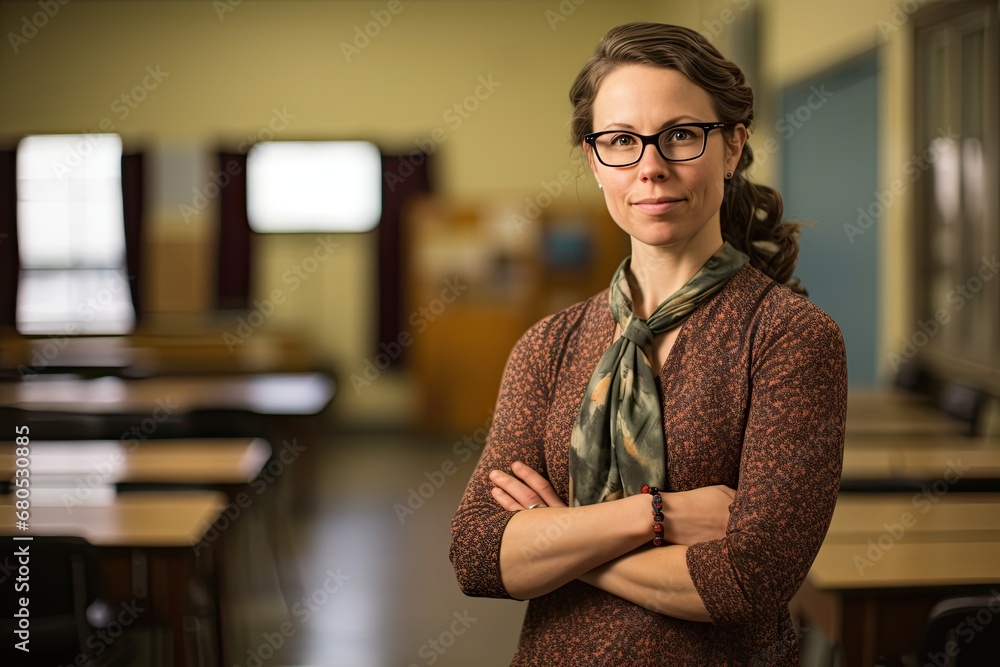 Confident adult female teacher with a modern and professional ...