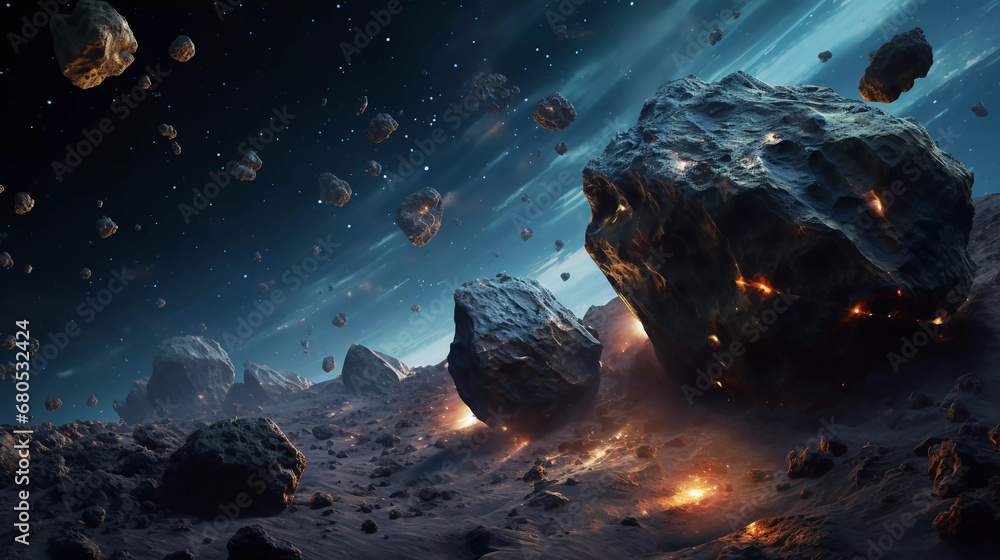 Meteorite and asteroid field in Artificial Intelligence for sci fi or ...