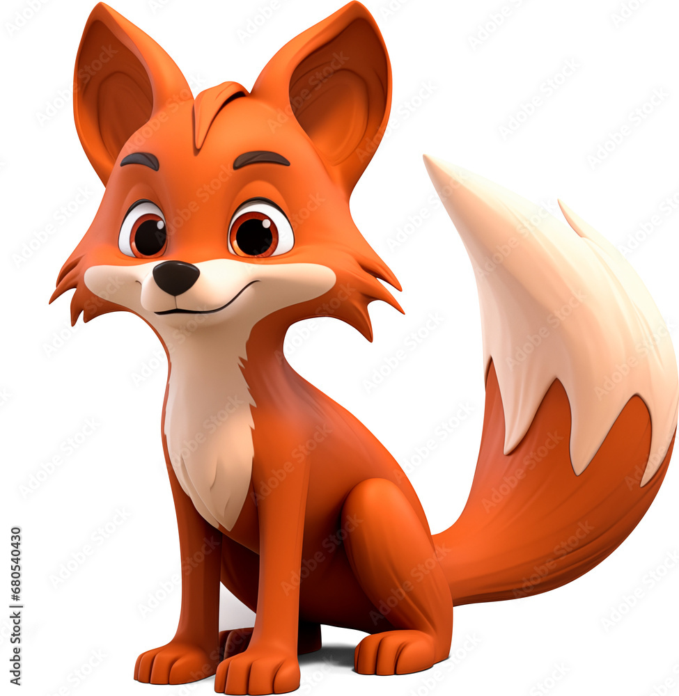 cartoon fox 3d model, smile and friendliness Stock Illustration | Adobe ...