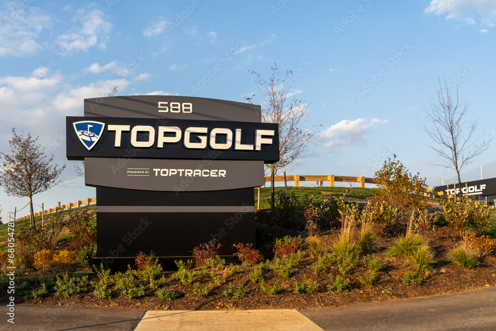Topgolf sign is seen in King of Prussia, PA, USA, November 5, 2023 ...