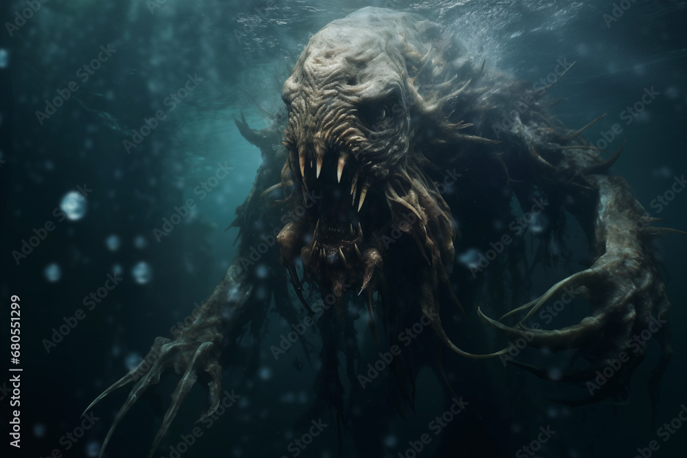 Deep sea monster - underwater - Ocean depths mystery - Copy Space ...