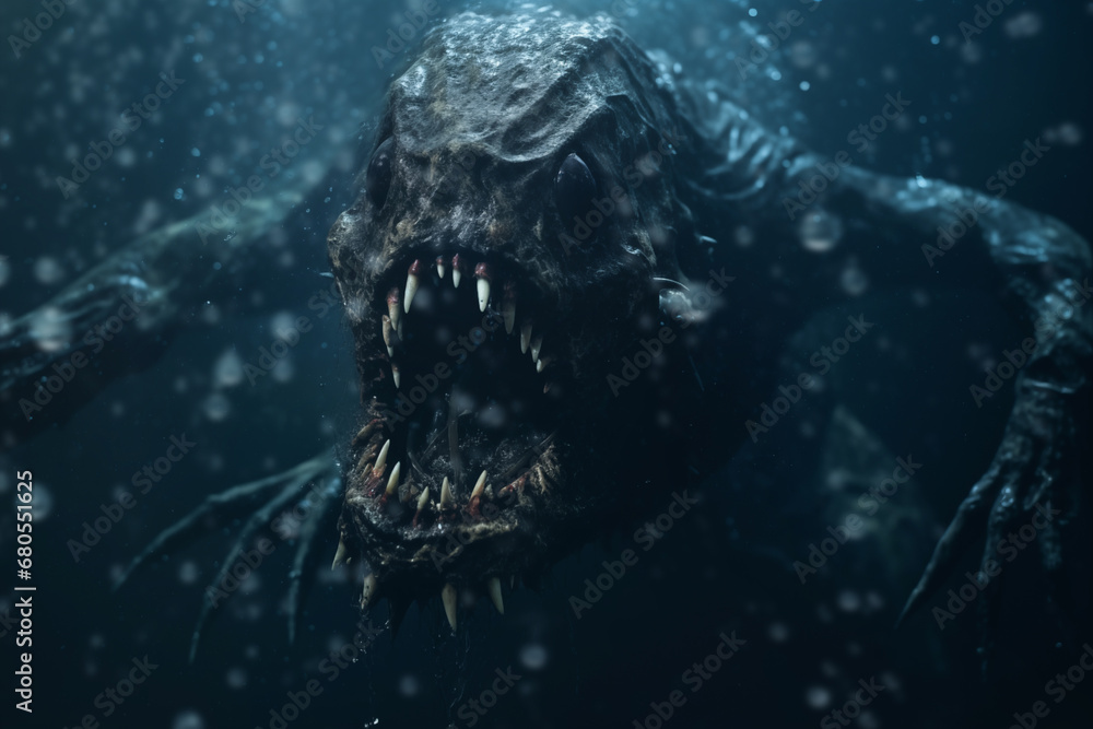 Deep sea monster - underwater - Ocean depths mystery - Copy Space ...