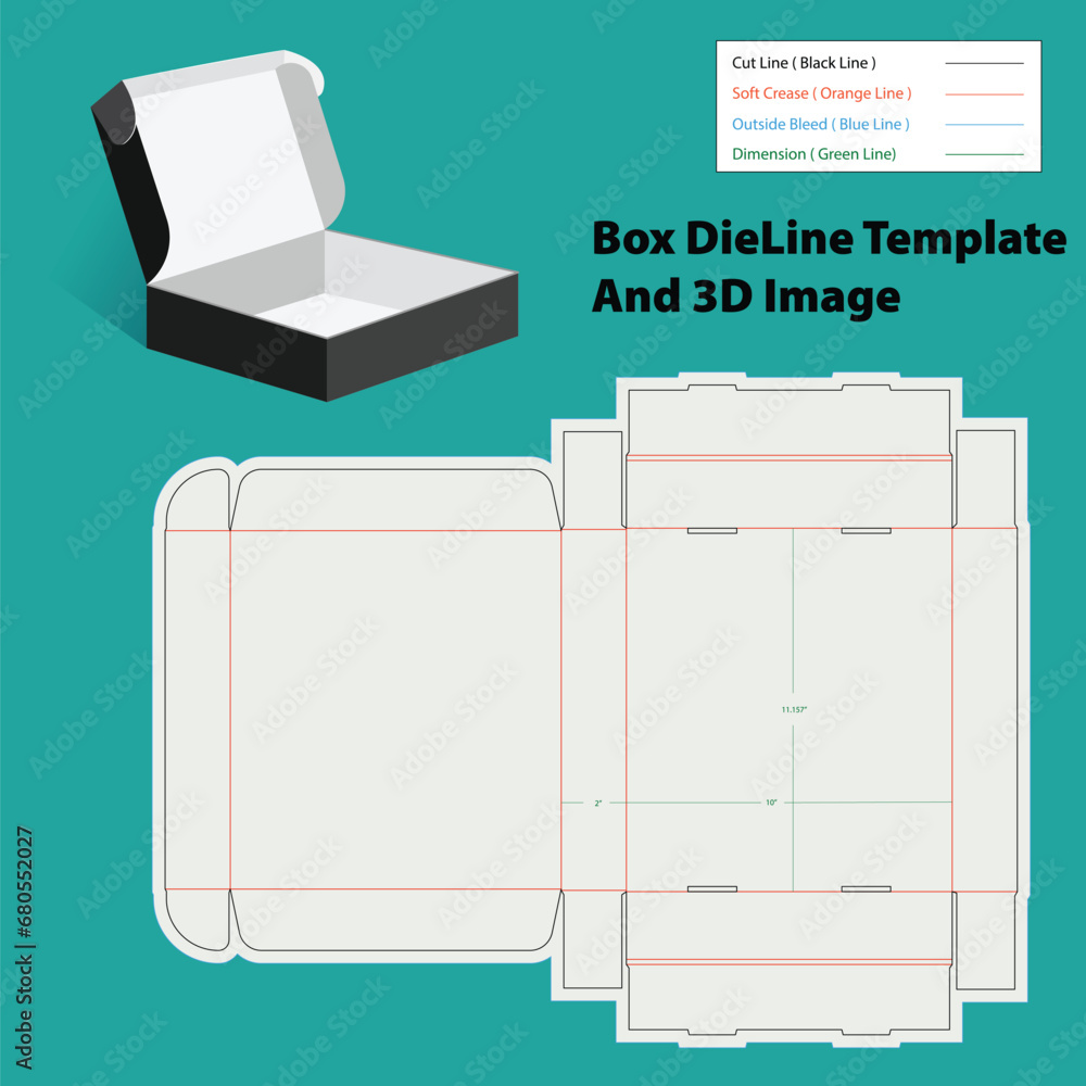 Mailer box, Gift box die line template and 3d box vector design Stock ...