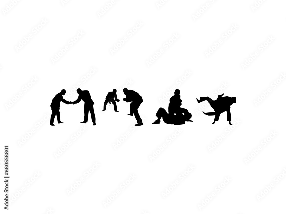jiu jitsu silhouette vector. jiu jitsu vector art, icon and vector ...