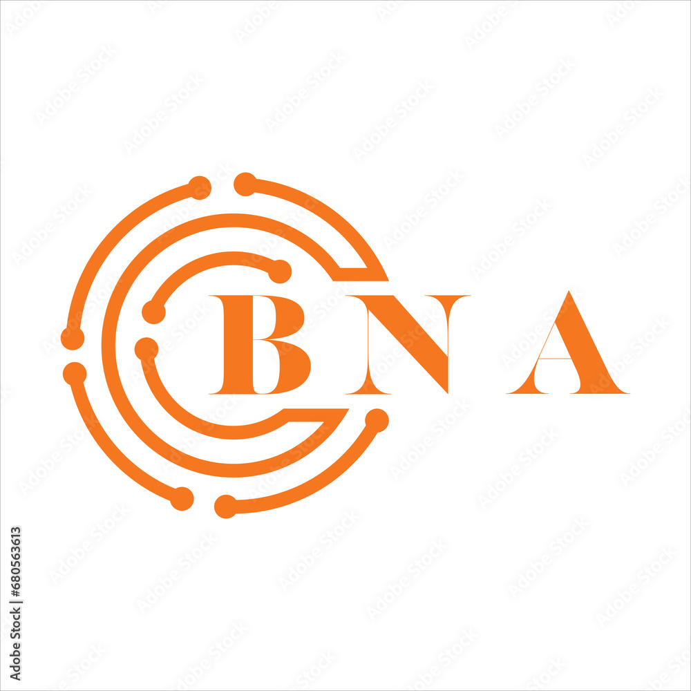 BNA letter design. BNA letter technology logo design on white ...