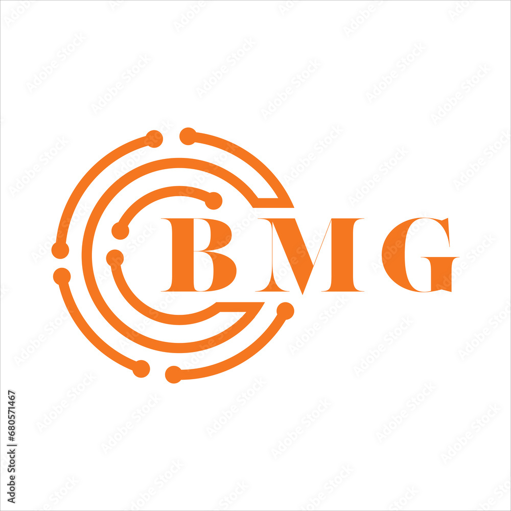 BMG letter design. BMG letter technology logo design on white ...