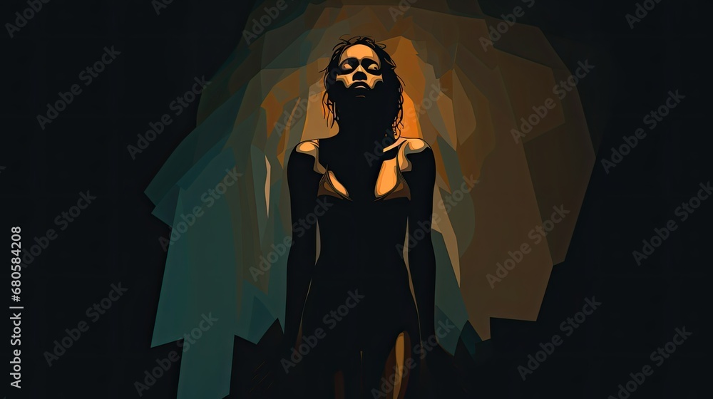 A symbolic representation of shame, featuring a figure standing in a ...