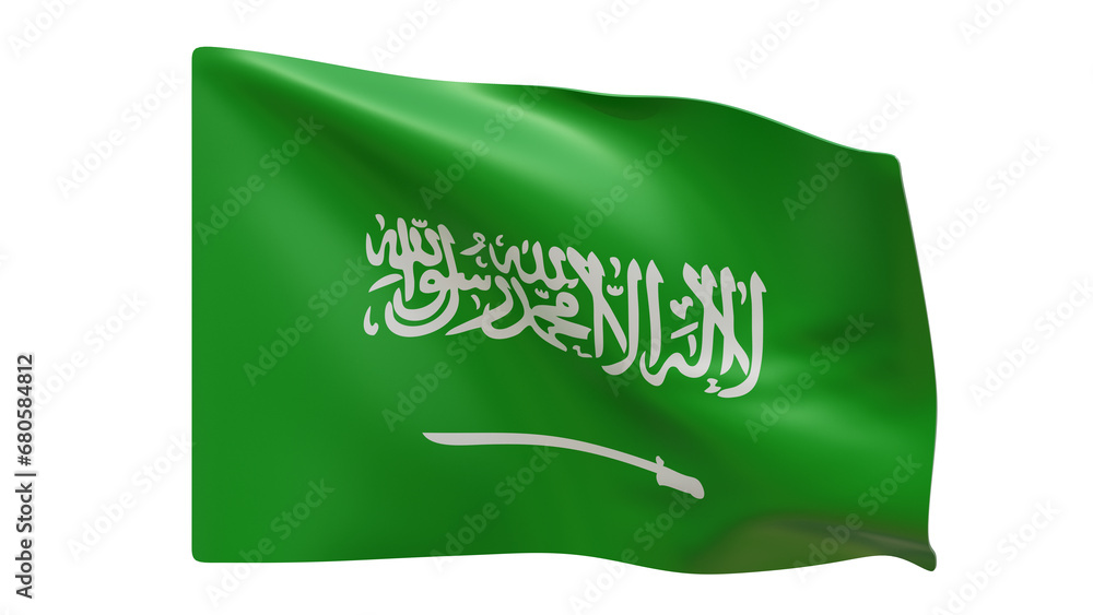 Saudi arabia flag realistic 3d render isolated, saudi arabia flag ...