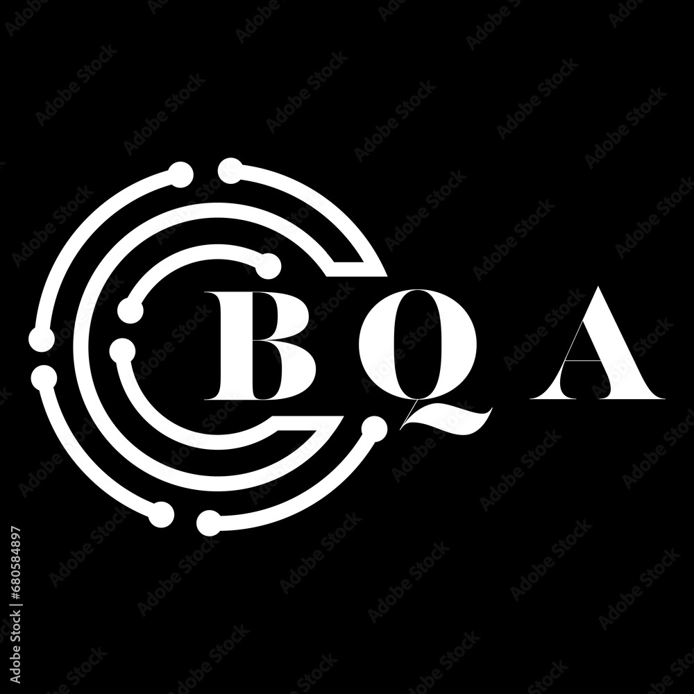 BQA letter design. BQA letter technology logo design on white ...