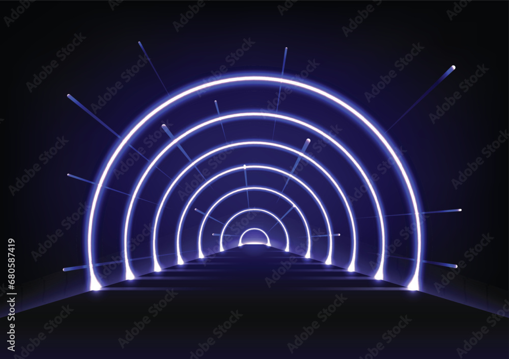 Radial blue neon light on stage background for, Advertisement business ...