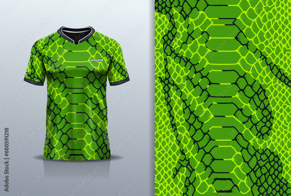 T-shirt mockup with abstract snake skin jersey design for football ...
