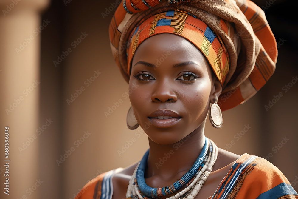 African Woman in Traditional Attire. Generative AI Stock Photo | Adobe ...