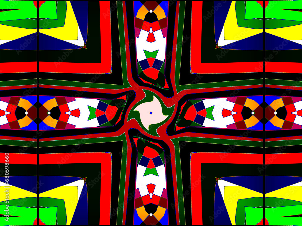 Abstract, Multiple Shapes, Colours and 3d Shapes, within a Border Stock ...