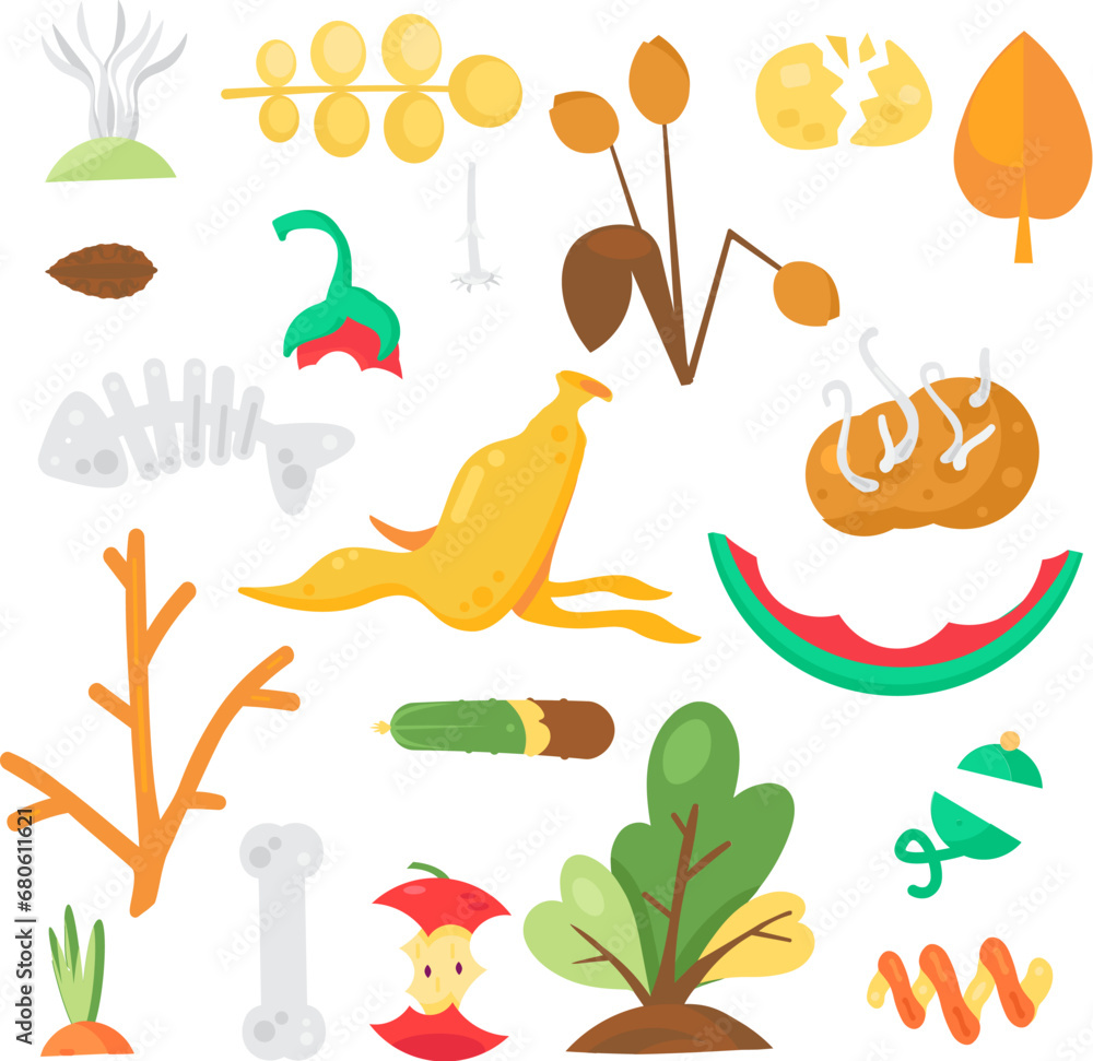 Collection of organic waste and food residues. food Waste out of use ...