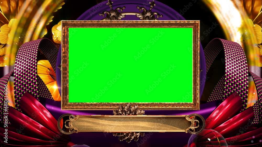 Multipurpose Golden Frame with Beautiful Theme Green Screen Template ...