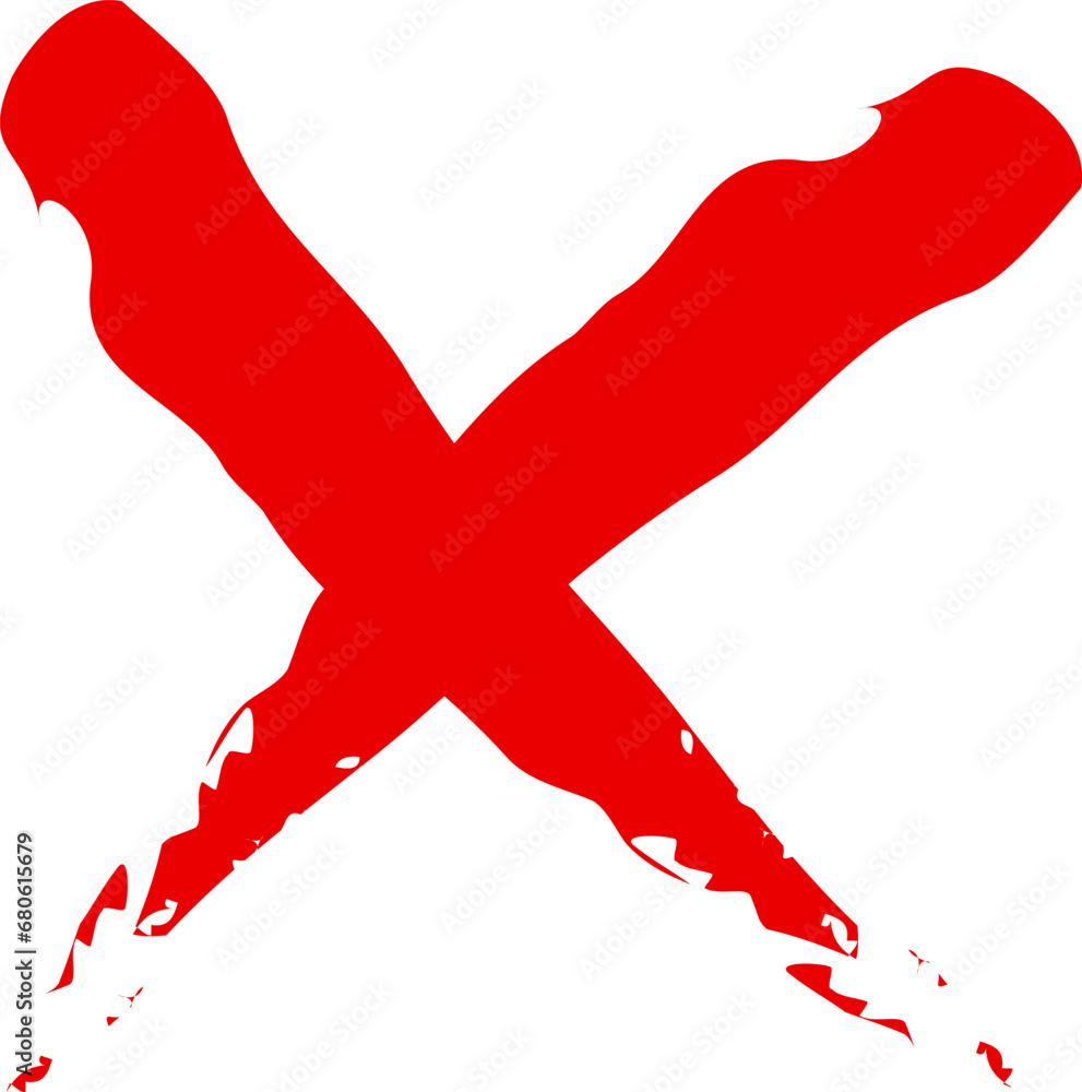 Red cross sign icon. Wrong mark stock icon. Red cross X symbol. Grunge ...