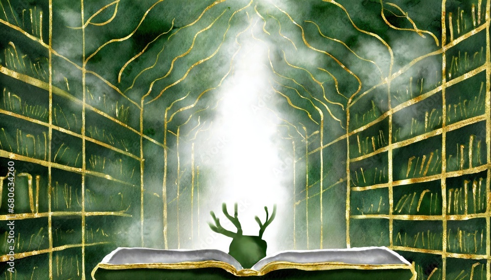 A fantasy library with towering bookshelves, ancient tomes, floating ...