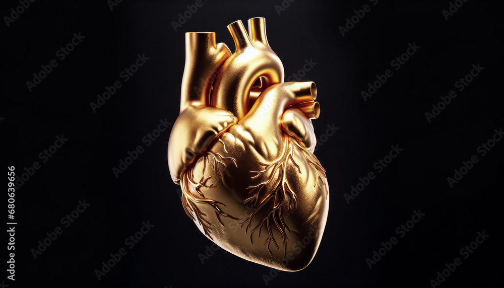 Heart of gold, literally taken, human heart organ made out of gold ...