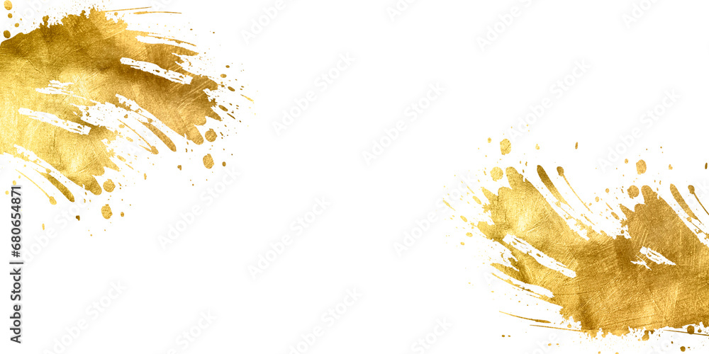 Gold sparkle splatter border. Gold Foil Frame Gold brush stroke on ...
