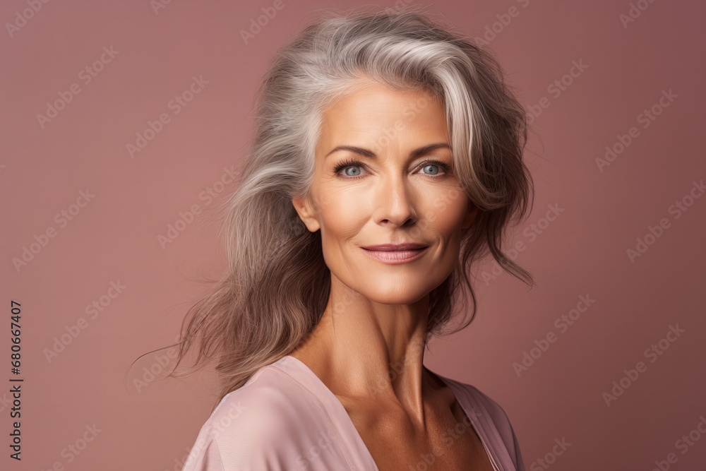 age positive concept: close up beauty shot of a 50 plus year old woman ...