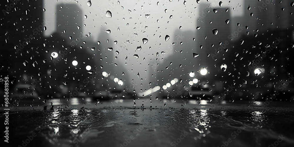 Ciudad vista a través de un cristal mojado con gotas de agua Stock ... Ciudad vista a través de un cristal mojado con gotas de agua Stock ...