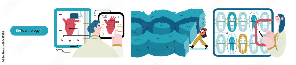 Bio Technology -modern flat vector concept illustration of improving ...