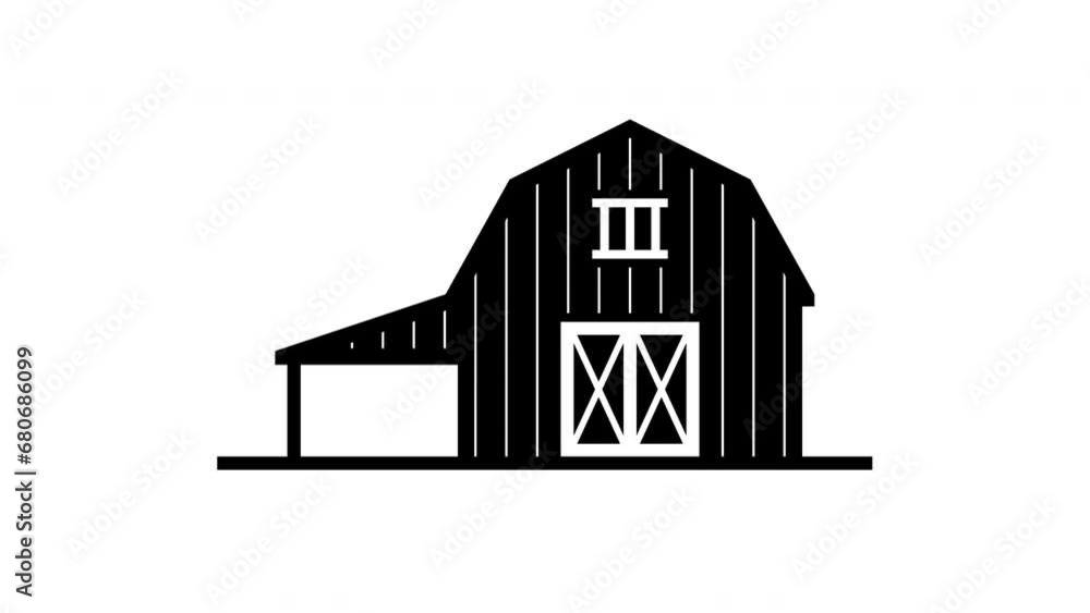 Rustic barn graphic animation. Alpha channel. Wooden shed or rural ...