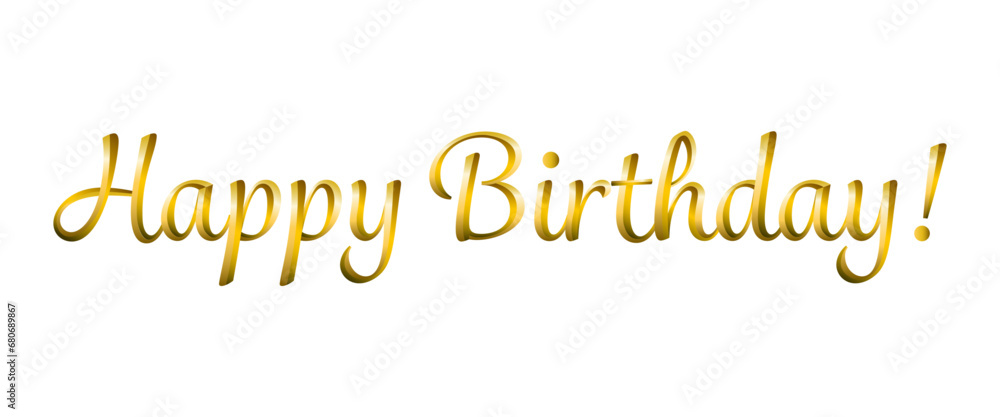 Happy Birthday text in golden metallic cursive font, shining gradient ...
