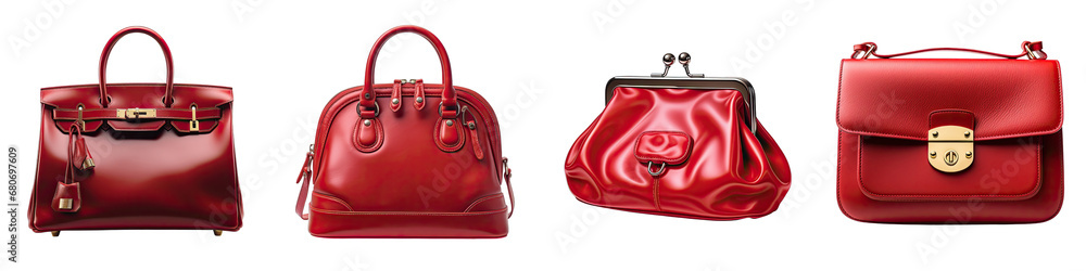 Red purse Hyperrealistic Highly Detailed Isolated On Transparent ...
