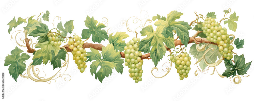 Green grapes on a grapevine, transparent background (PNG) Stock ...