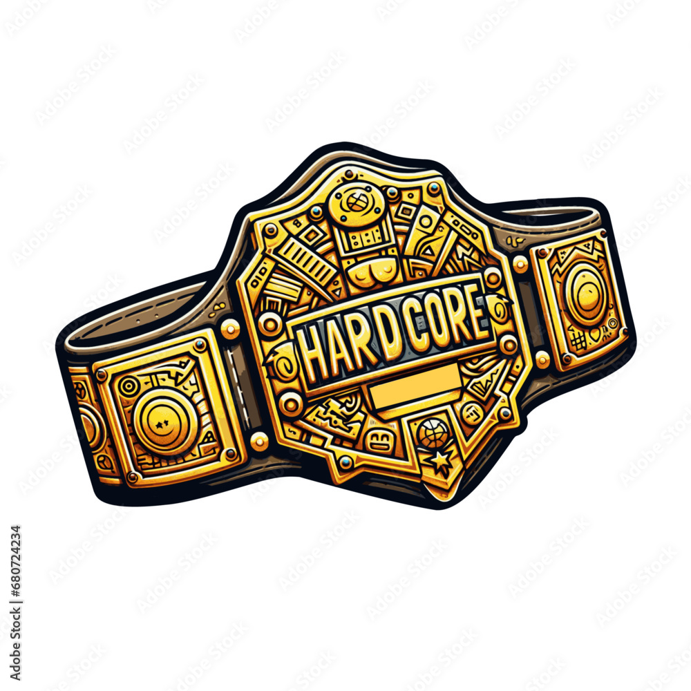 Pro Wrestling Hardcore Championship Title Belt Cartoon Illustration ...
