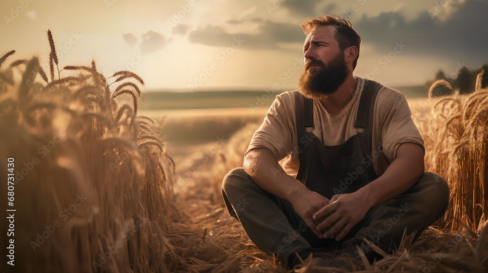 Farmer harvest of the rice field in harvest season, and farmer harvests ...