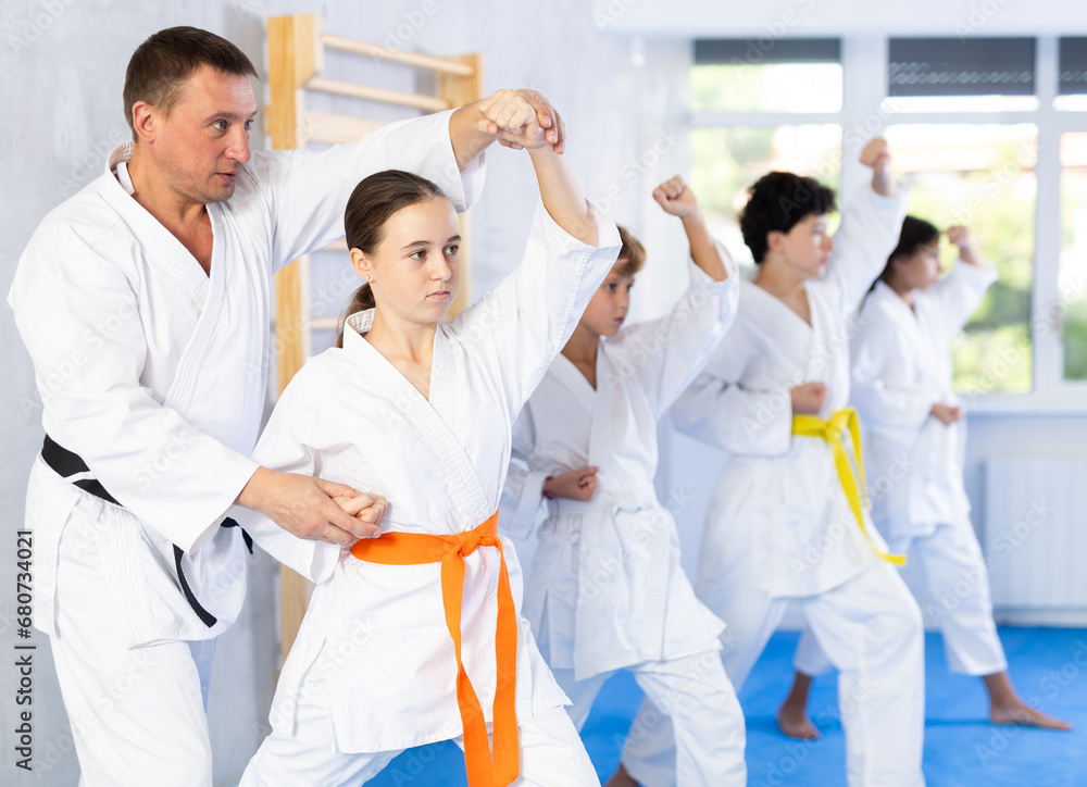 Karate card training class for children with experienced trainer, black ...