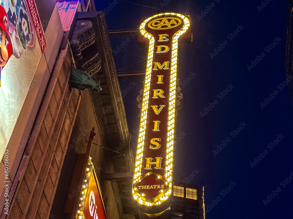 Toronto, Ontario - October 7, 2023: Signage for the Ed Mirvish Theatre ...