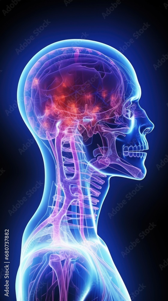 Human brain signal. Deep Learning Concept. Human head and brain ...