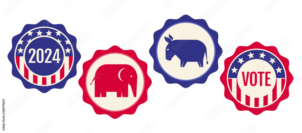 Vetor de Vector vintage banners for 2024 presidential election in USA ...