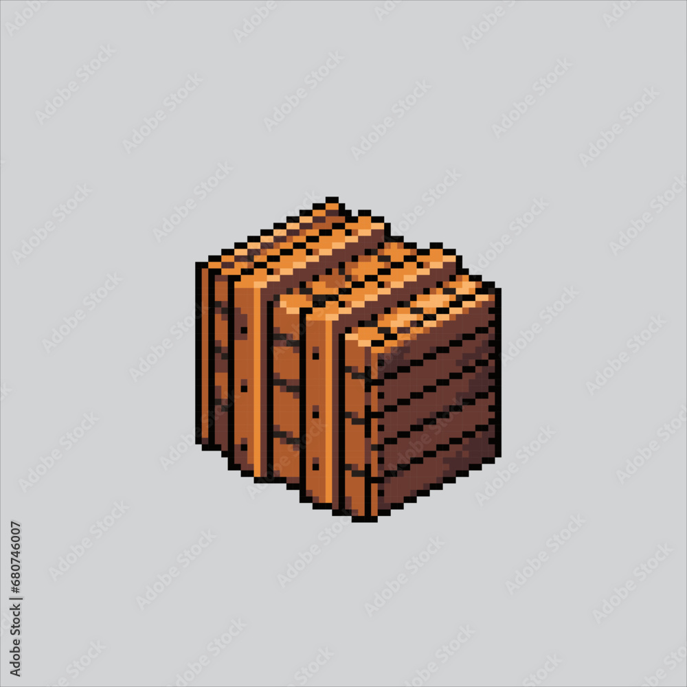 Pixel art illustration Wooden Box. Pixelated Wooden Box. Wooden Box ...