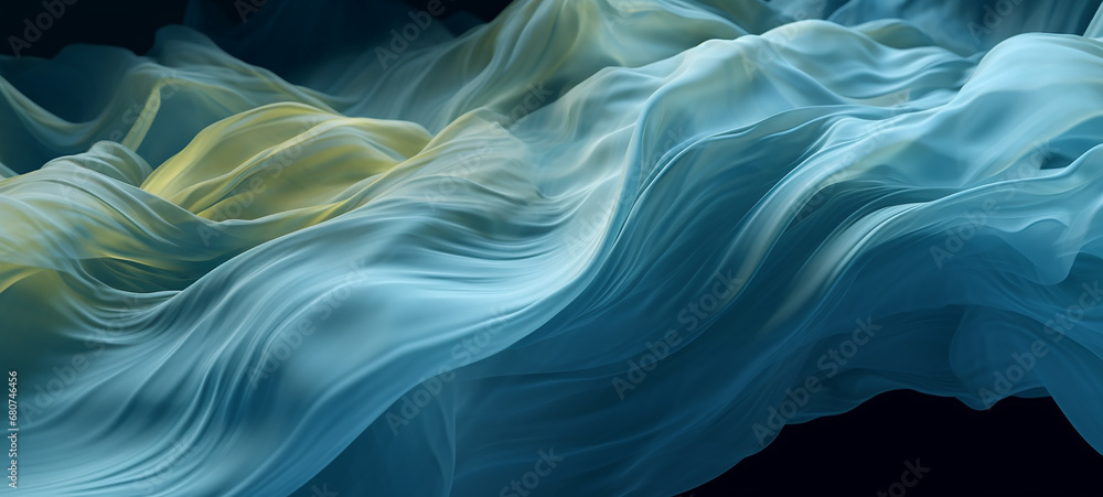 Fabric in Motion in Water Art Green Textiles in Underwater Ripples ...