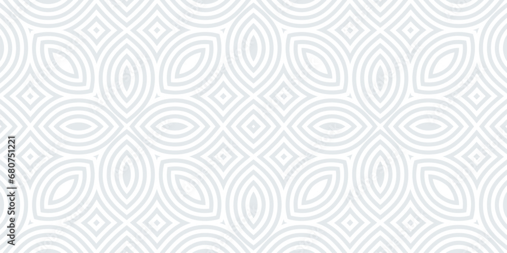 Subtle Geometric Seamless Pattern Abstract Vector Linear Ornament Texture With Curved Shapes