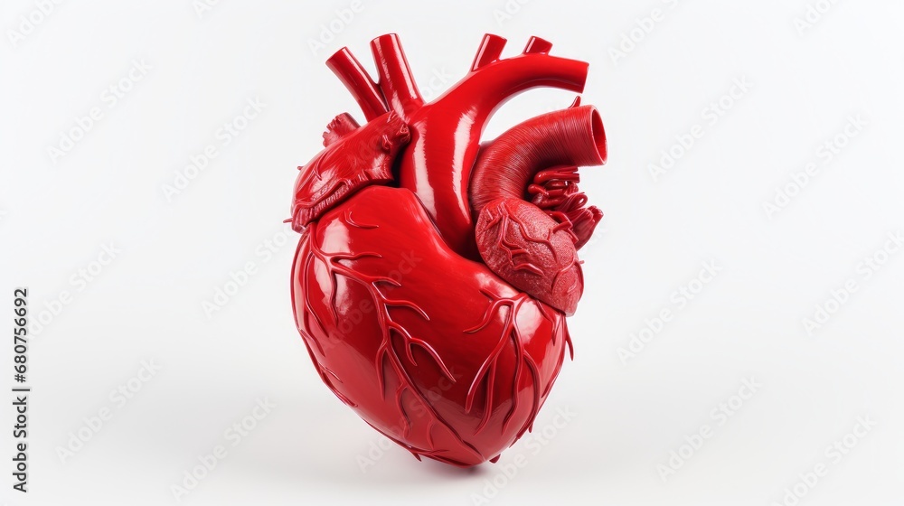n anatomically correct model of a human heart on a pure white ...