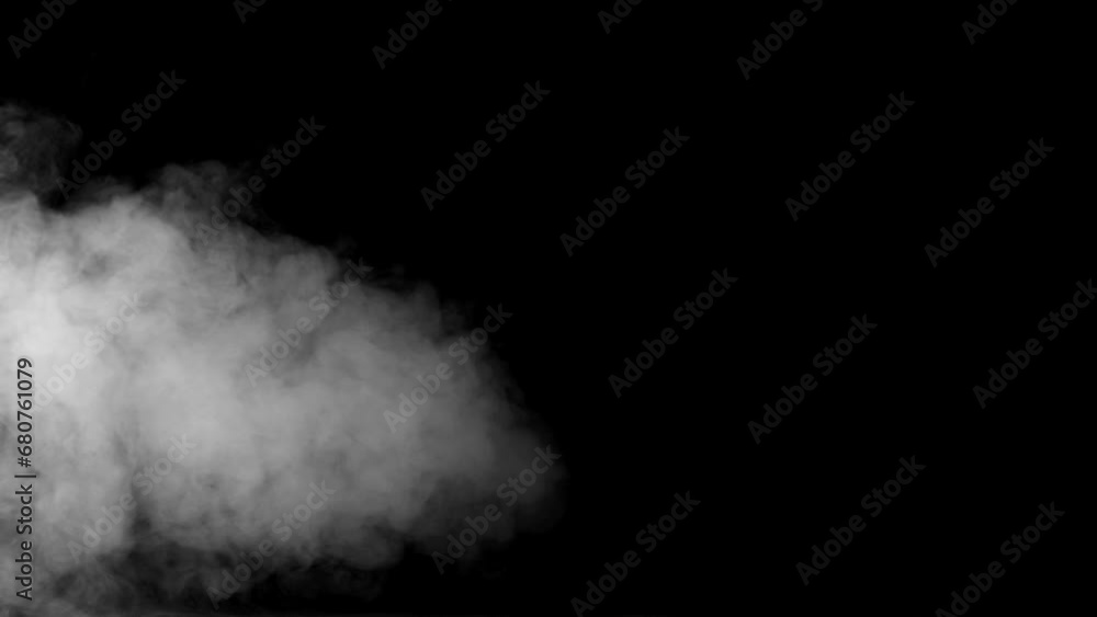 Abstract white smoke animation on a black background. Smoke, steam ...