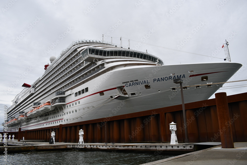 Carnival cruise ship Panorama docked at Pier One. Stock Photo | Adobe Stock